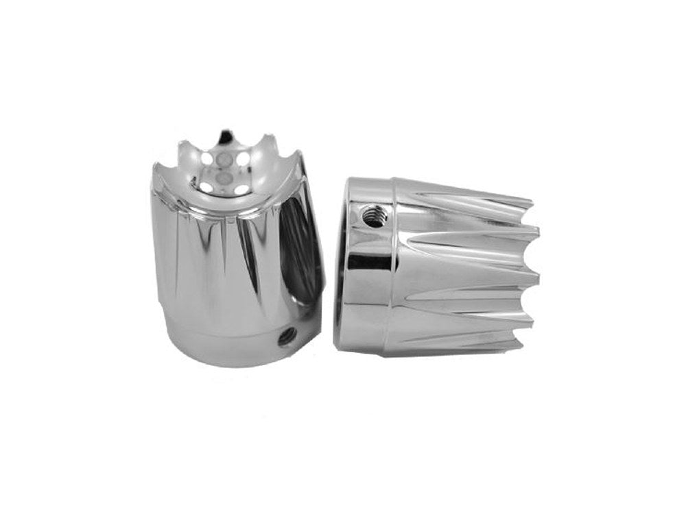 Excalibur Front Axle Caps - Chrome. Fits Softail, Dyna, Touring & Spor ...